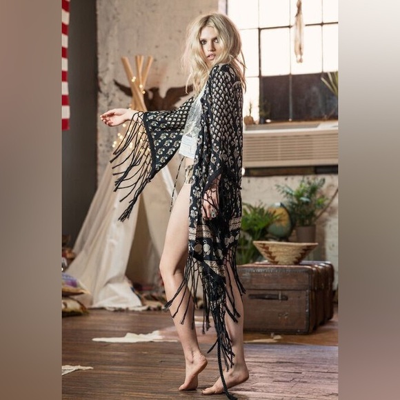 Spell | Jackets & Coats | Spell Bohemian Royale Fringe Kimono | Poshmark